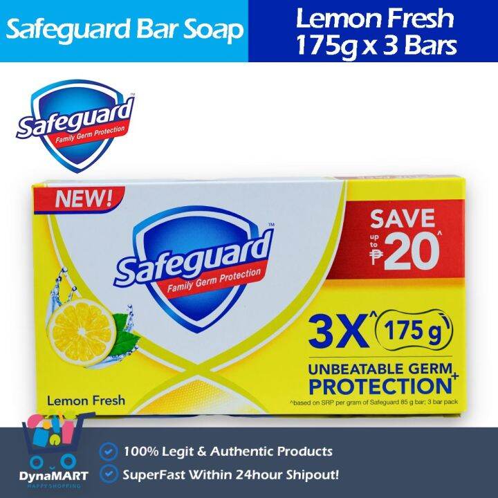 Safeguard Lemon Fresh Bar Soap 175g x 3 bars with Unbeatable Germ ...