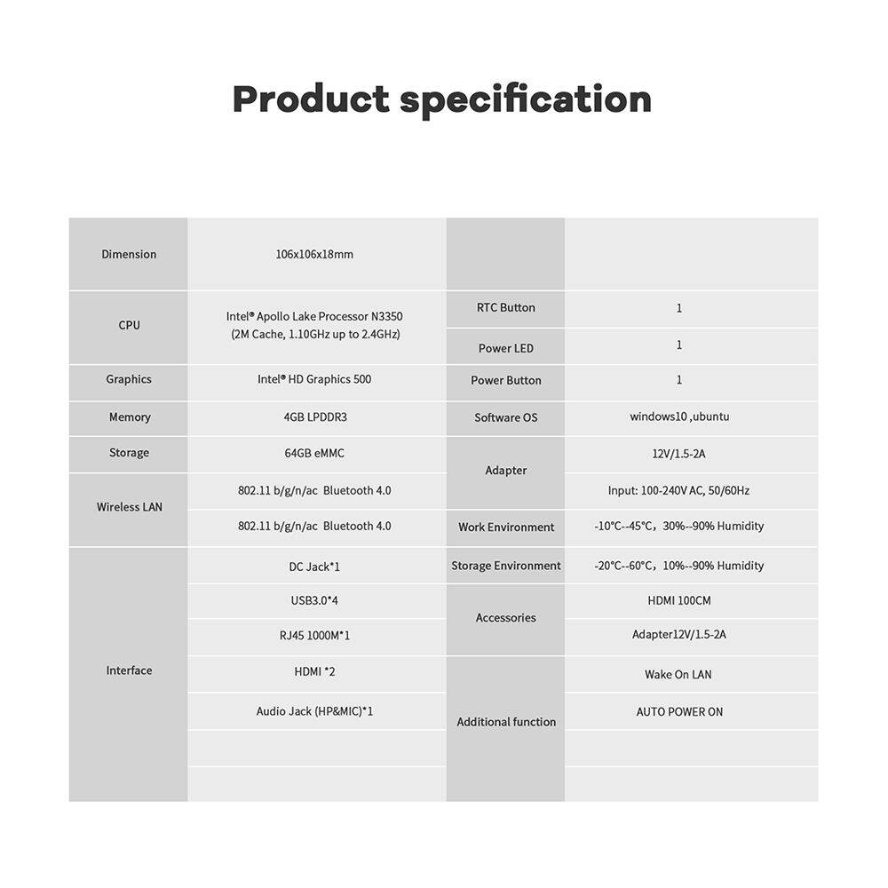 Beelink T4 Pro Mini PC Intel Celeron N3350 2.4GHz Licensed Windows 10 ...