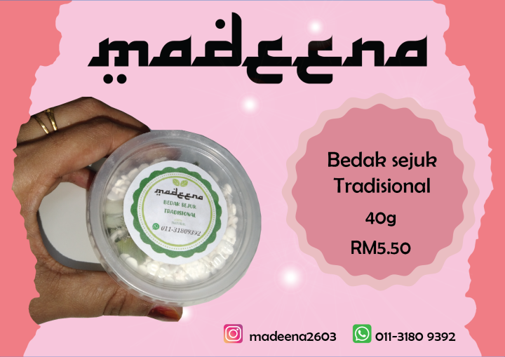 Bedak sejuk tradisional madeena 100 % natural product 40g | Lazada