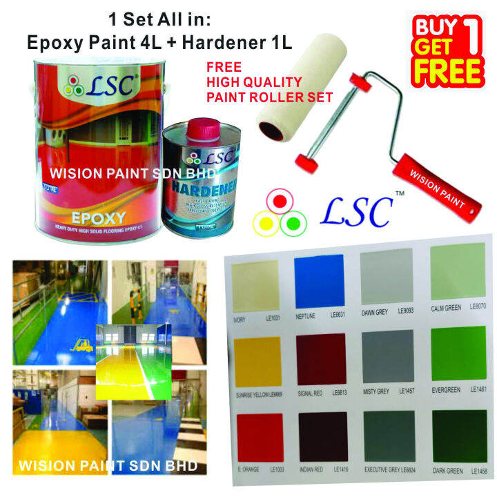 5 Liter LSC Two Pack Epoxy Floor Paint - 4 Liter + 1 Liter = 5L ( FREE ...
