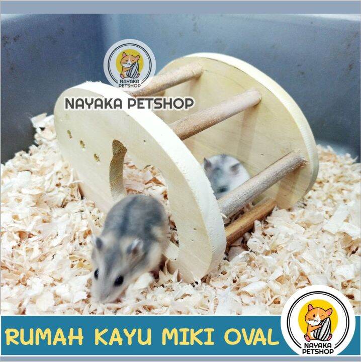 Rumah Hamster Kayu Miki Wooden Home Kandang Hewan Sarang House | Lazada ...