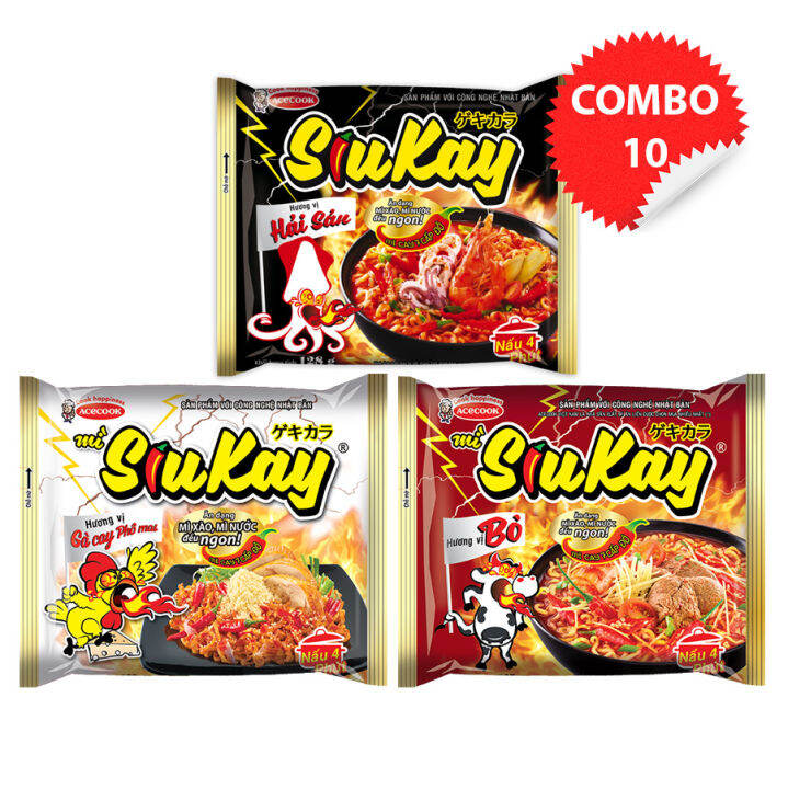 Combo 10 gói Mì Siu Kay Hải Sản / Bò / Gà phô mai | Lazada.vn
