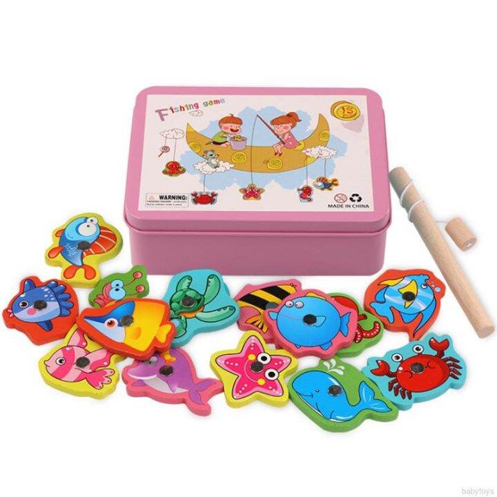 【Ready Stock】 Kids Wooden Magnetic Fishing Game Educational Toys For ...