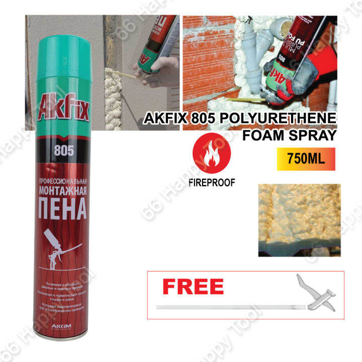 AKFIX 805 Polyurethane Foam PU Foam Spray Fireproof 750ml Fill Crack and Joint Spray Busa untuk ...