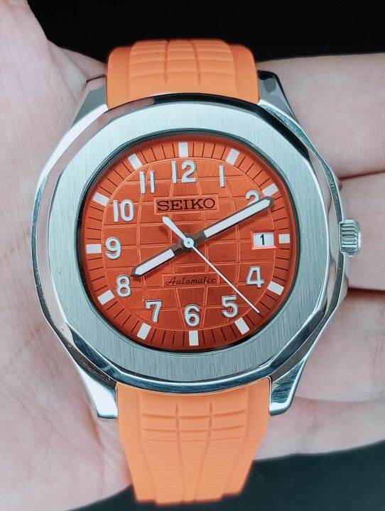 NH35 AUTOMATIC MOVEMENT Custom Build Homage Watch - AQUANAUT ORANGE ...