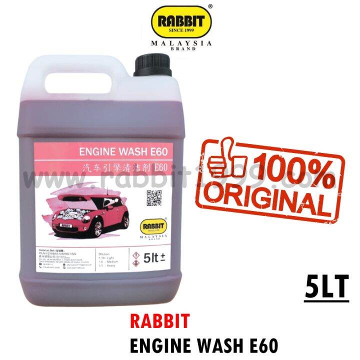 RABBIT ENGINE WASH E60 - 5Lt - chemical cuci engine / pencuci enjin ...
