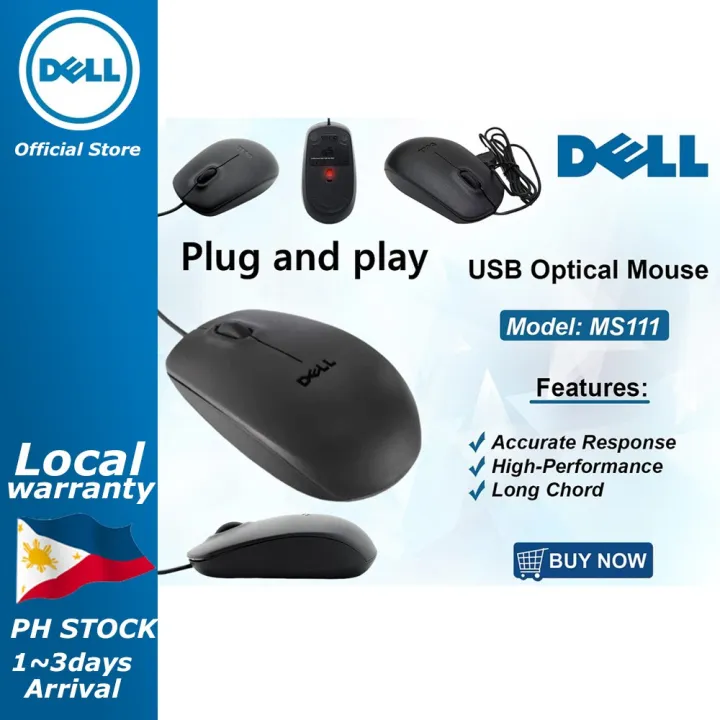 【PH STOCK】Dell MS111 USB Optical Wheel Mouse Computer Peripherals MCsop ...