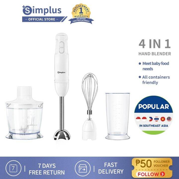 Simplus Hand Blender Immersion Blender 4 in 1 Baby Food Processor ...