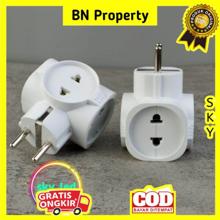 Steker-T Colokan Listrik 4 Arah Saklar Neon Colokan Cabang Multi ...