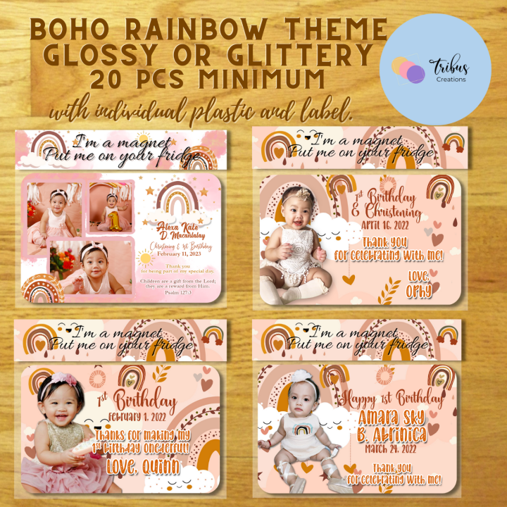 Boho Rainbow Ref Magnet (Baptismal, Christening, Dedication Souvenir ...