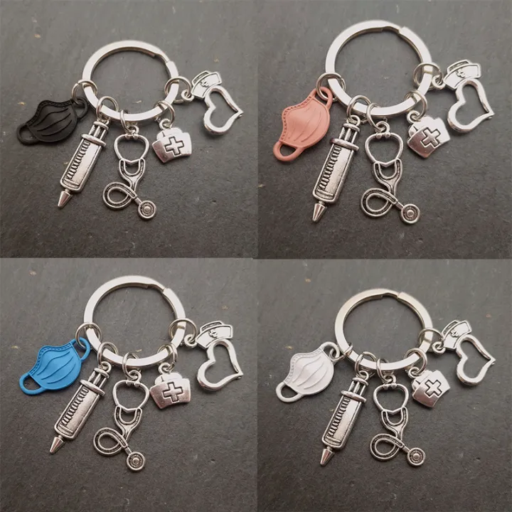 🔥Cadia👍 Nurse Doctor Mask Keychain Medical Paramedic Syringe Syringe ...