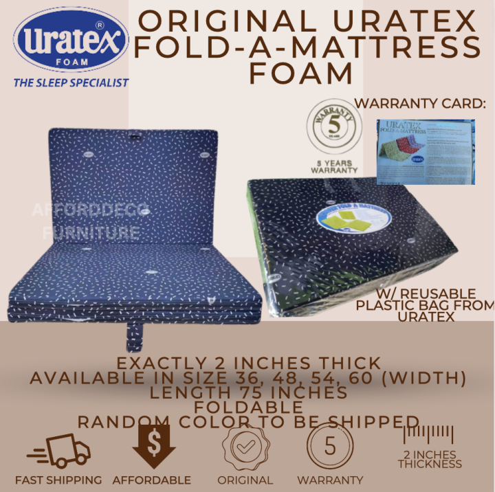 Original Uratex Fold A Mattress Foam 2 inches Thick Available Size 36 ...