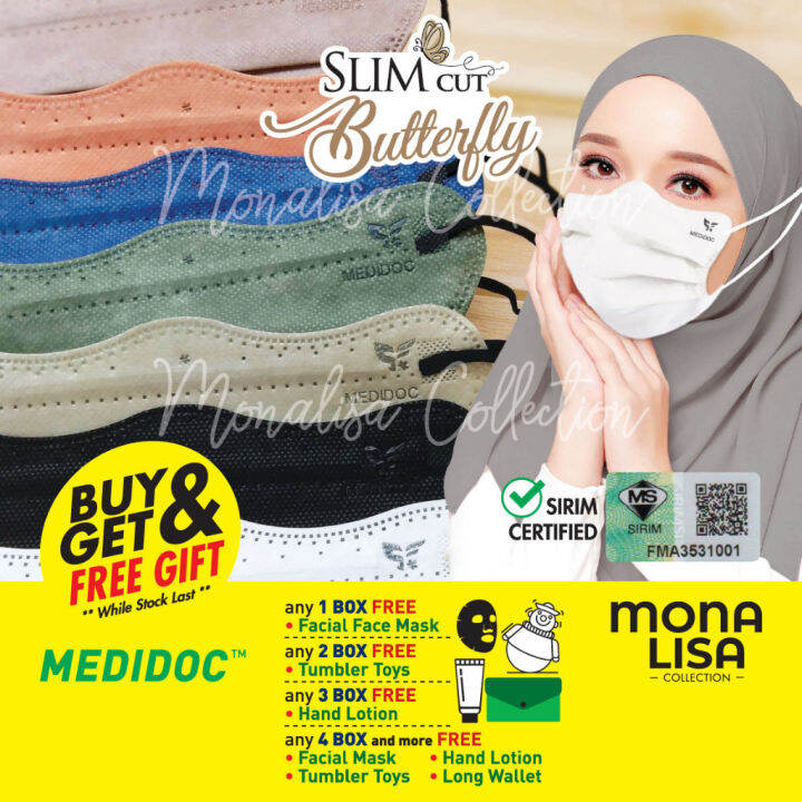 ⭐READY STOCK⭐ SIRIM Certified MEDIDOC 4ply Slim Cut Butterfly Headloop ...