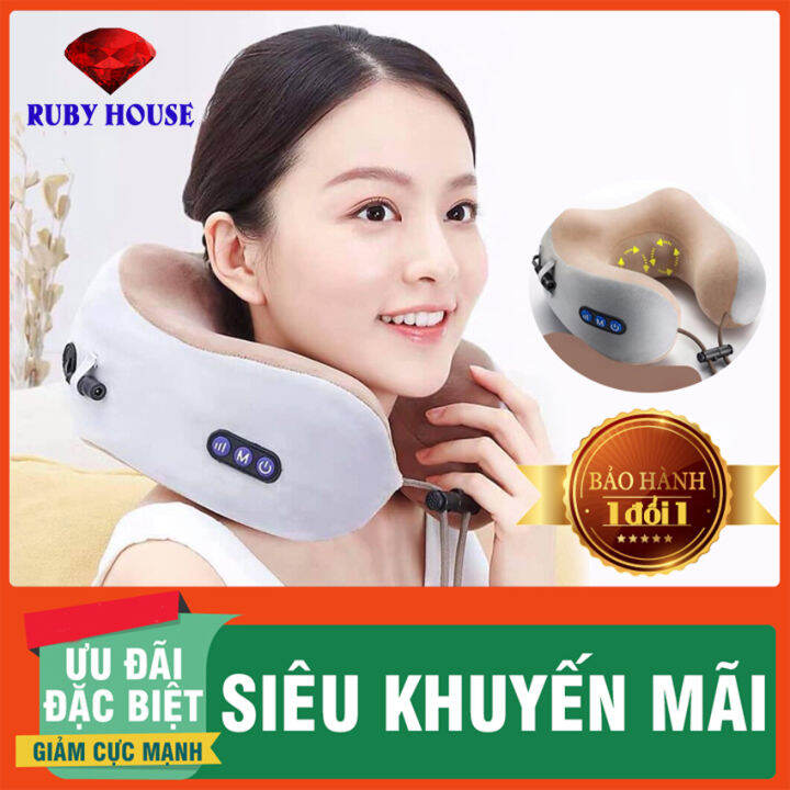 Gối Massage Cổ Chữ U Có HỒng NgoẠi Gối Massage Cổ Vai Gáy đa Năng Gối Masage Cổ Mẫu Mới Ruby