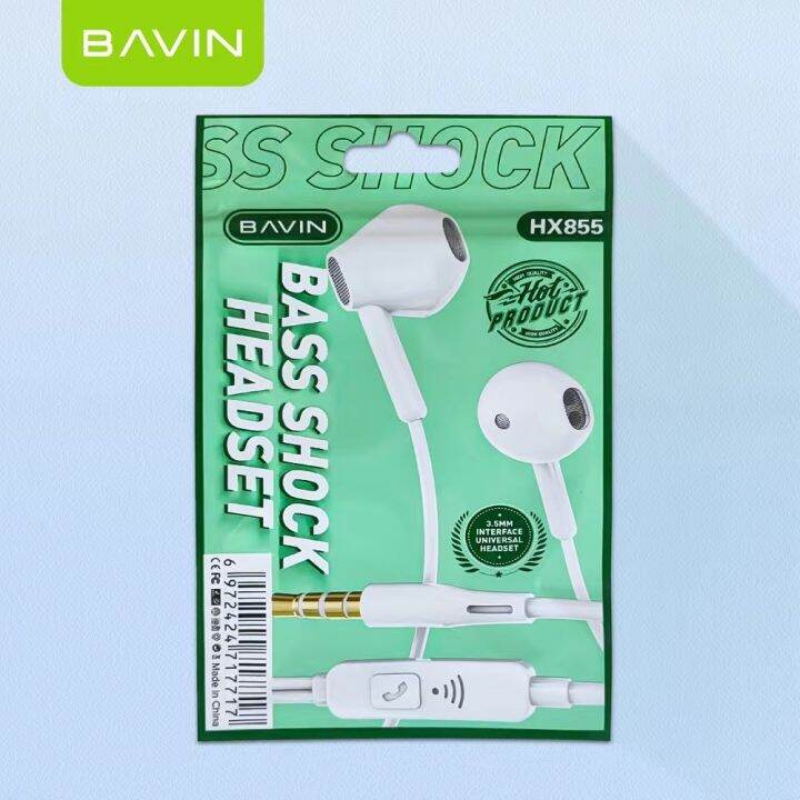 BAVIN HX855 3.5mm Jack Heavy Bass HiFi Sound Quality Wired Earphone ...