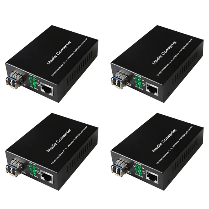4X 1Gb SFP Fiber to RJ45 Fiber Optic Media Converter 1000Mbps SFP Fiber ...