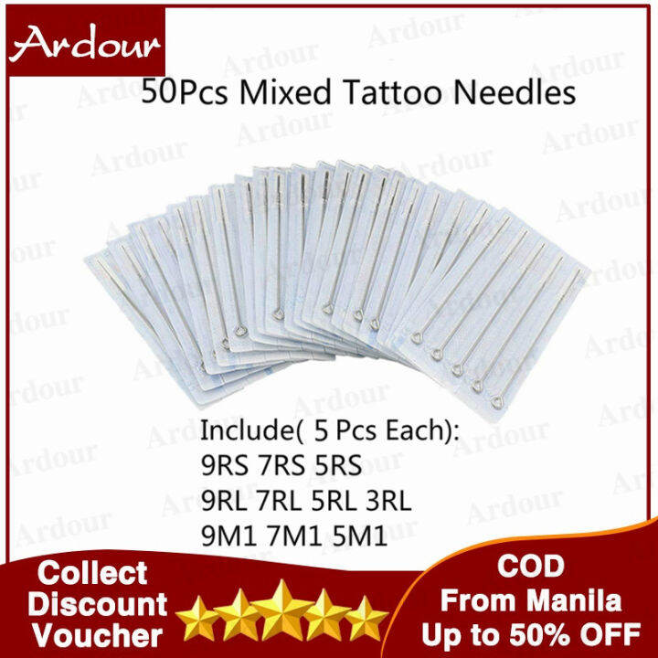 Ardour 50Pcs Mixed Tattoo Needles, Disposable Tattoo Needles Assorted ...