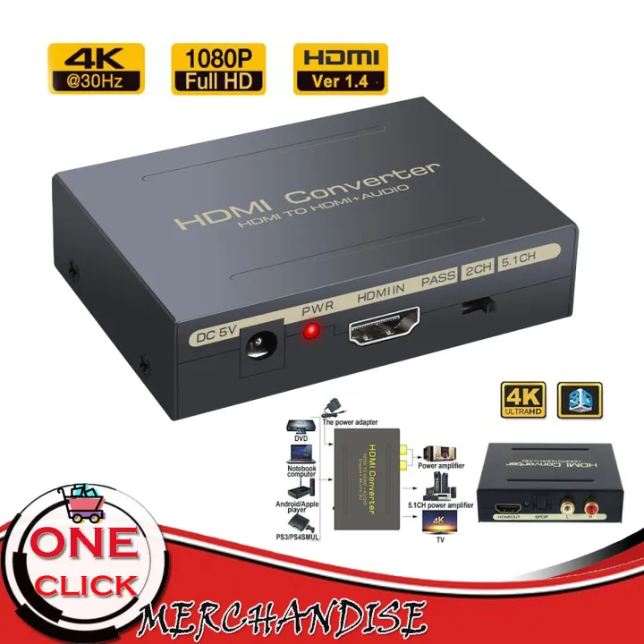 Audio Extractor Splitter 1080P HDMI To HDMI Optical SPDIF RCA Analog ...