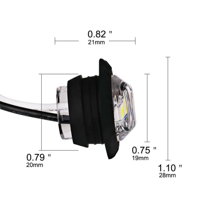 [aCHE] 【Tangcai】1X 3/4 "Amber สีเหลืองขนาดเล็กไฟด้านข้าง3LED ปุ่มโคมไฟ ...