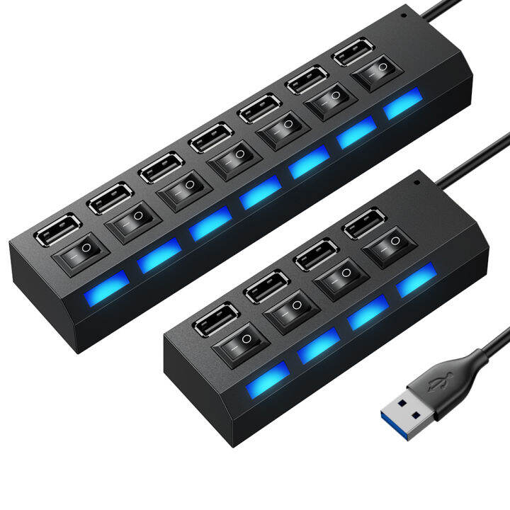 ตัวเพิ่มช่องUSB 2.0 HUB Combo Splitter 4 / 7 Port USB Switch High Speed ...