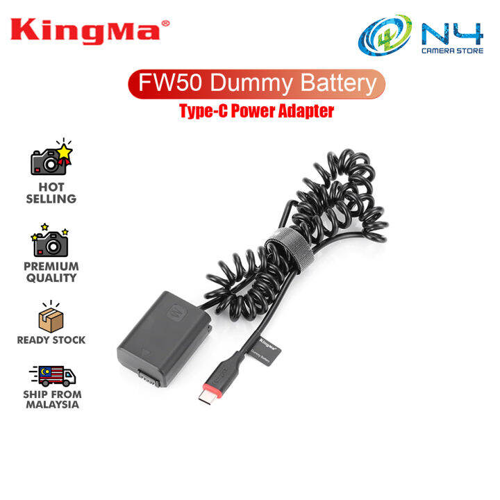 KingMa NP-FW50 Dummy Battery with USB Type-C Power Adapter For Sony ZV-E10 A7M2 A7II A7S2 A7R ...