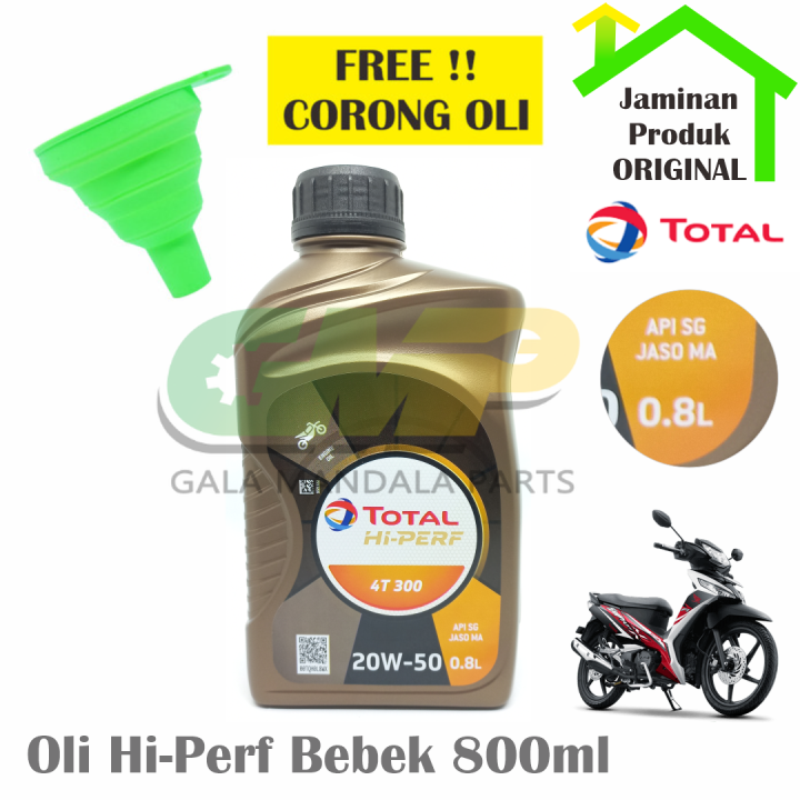 Oli Total Hi-Perf 4T 300 20W50 0.8L Oil Motor Bebek Universal 800ml | Lazada Indonesia