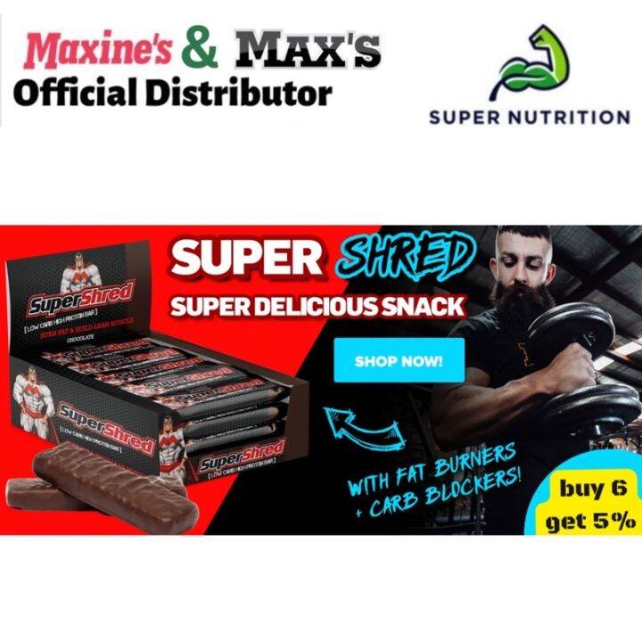 Super Shred Low Carb High Protein Bar 60g Max & Maxine’s | Lazada