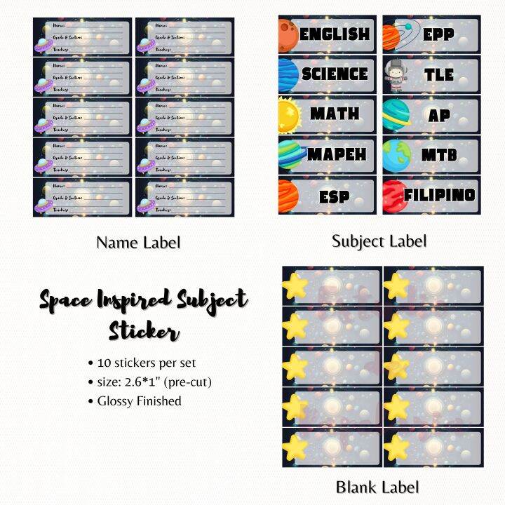 Estudio | Space Galaxy Inspired Subject and Name Label Sticker | Lazada PH