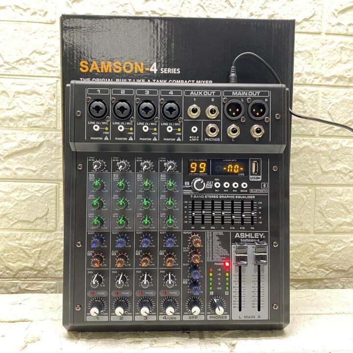 Mixer Audio ASHLEY SAMSON-4 Series Original Product "4-Channel" 99DSP Sound Card + Bluetooth ...