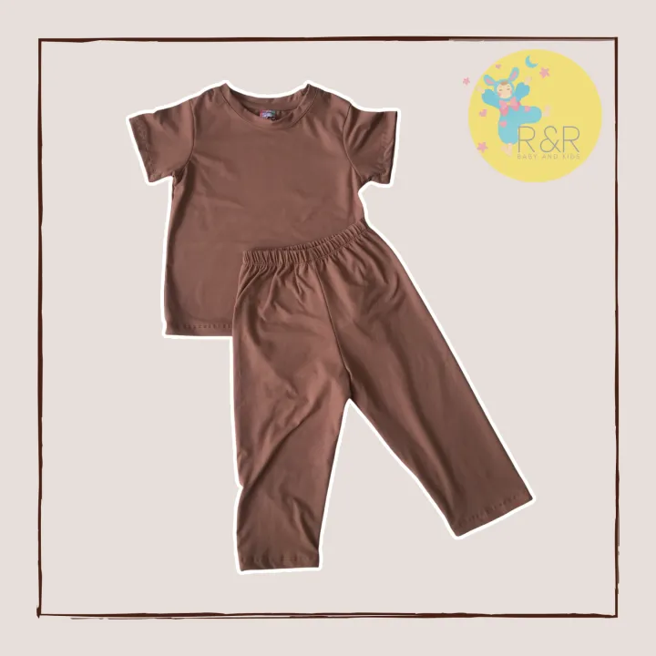 Plain Choco Brown Terno Pajamas Set [Kids and Adult Sizes] | Lazada PH
