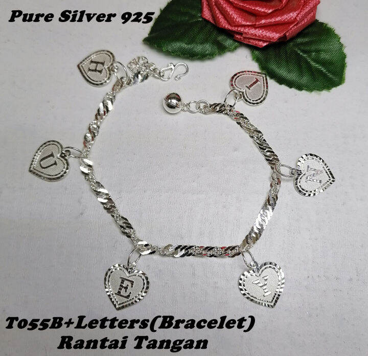 Genuine SILVER 925 Alphabet Child Bracelet(Huruf Rantai Tangan Untuk ...