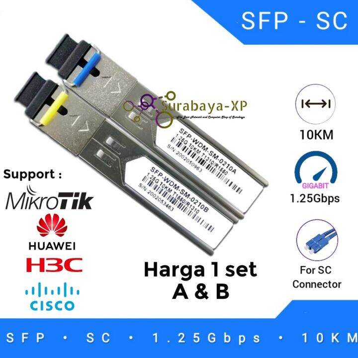 SFP SC 1.25g 1 Pasang 1310nm 1550nm Support Huawei dan Mikrotik | Lazada Indonesia