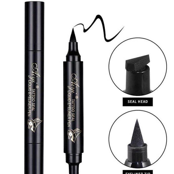 2n1 Stamp Pen Eyes Makeup Waterproof Long-lasting Cosmetic Black Stamp ...