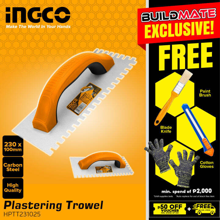INGCO SUPER SELECT Original Plastering Trowel with Teeth 230 x 100mm ...