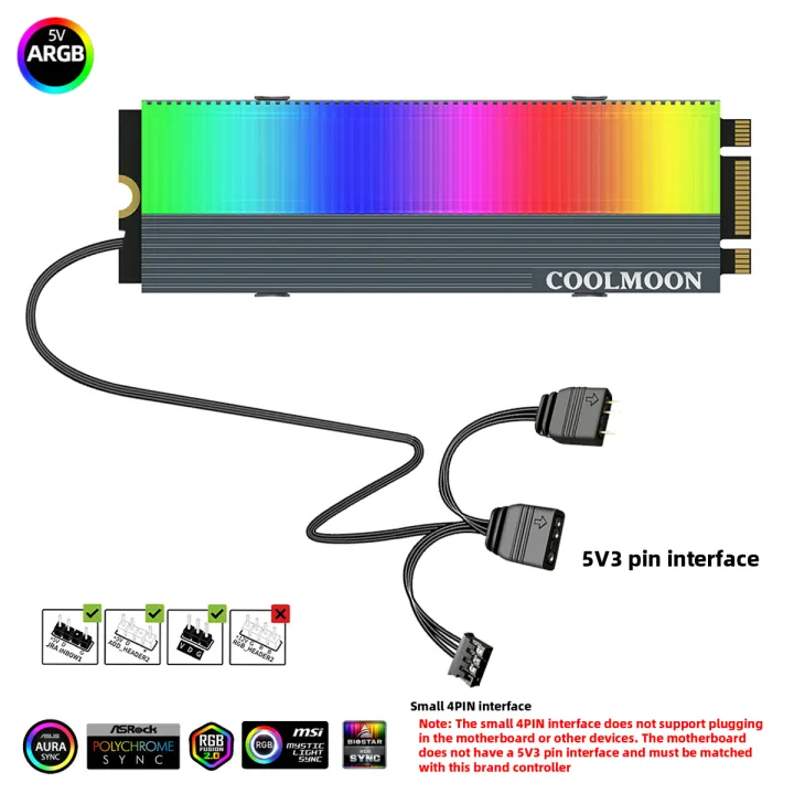 AURA SYNC RGB Aluminum Alloy PC M.2 SSD Solid Hard Disk Shell Radiator ...