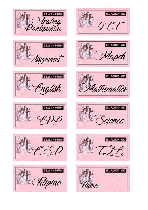 Black Pink Subject Sticker or blank name ONLY | Lazada PH
