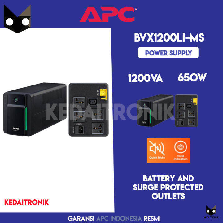 UPS APC Black BVX1200LI-MS 1200VA BVX1200LIMS Easy UPS LED 650W ...