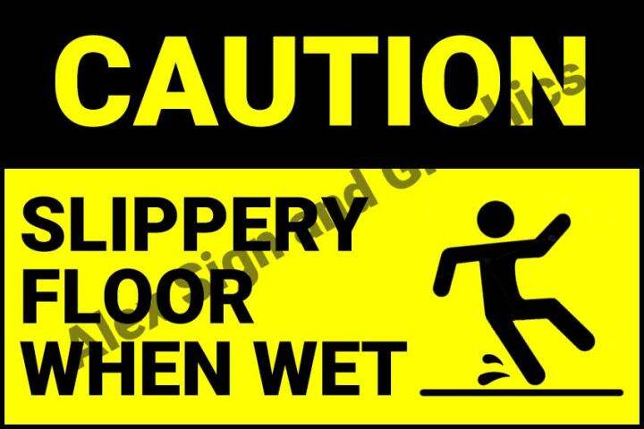 Caution: Slippery Floor When Wet PVC Signage - A4 Size (7.5 x 11.25 ...
