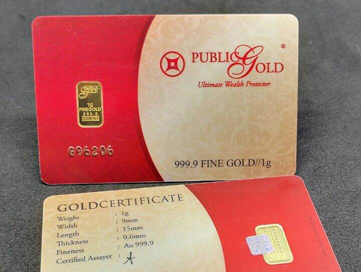 1 gram Public Gold 999.9 Gold Bar With Certificate Holder | Lazada