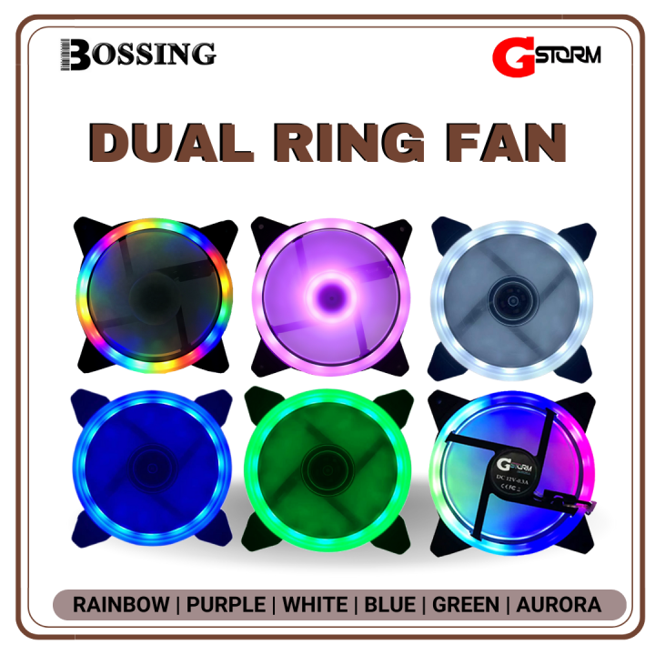 GSTORM Dual Ring Led fan 120mm PC CPU Computer Case Cooling Fan RAINBOW ...