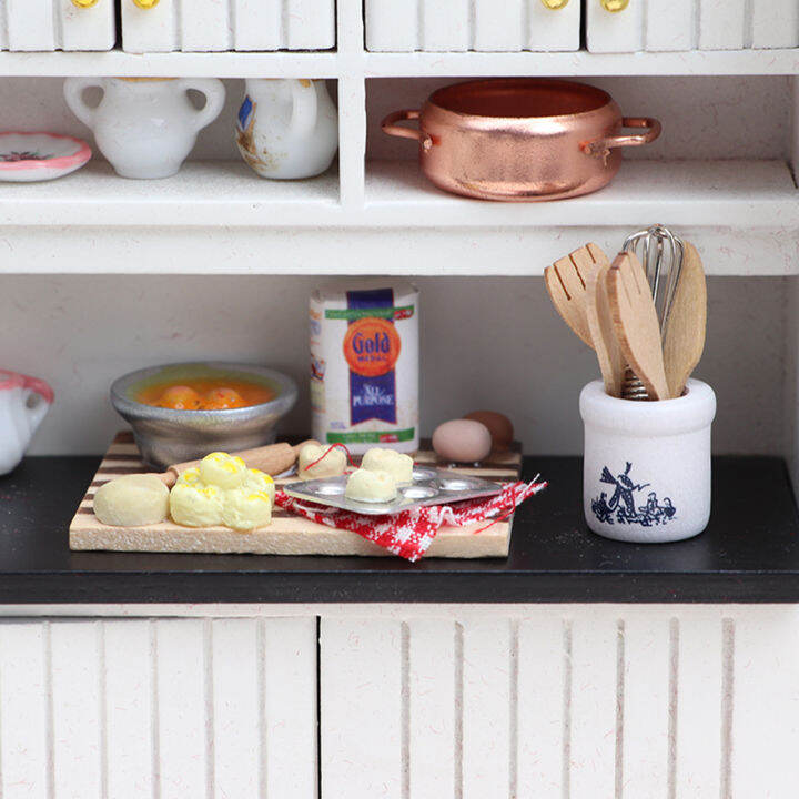 Microgood ชุดขวดโหลปัด1:12บ้านตุ๊กตา1ชุดอุปกรณ์โต๊ะขนมหวานบ้านตุ๊กตาชุดตัดส้อมจิ๋วแบบ DIY กันจาง ...