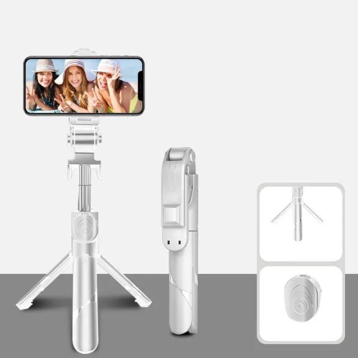 บลูทูธสีขาว XT02 360องศาหมุน Multi-Function โทรศัพท์มือถือหดได้ Selfie Stick ยิงทีวีถ่ายทอดสด ...