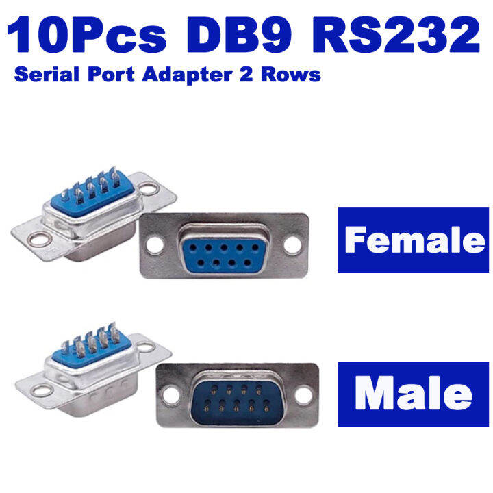 หัว DB9 สำหรับบัดกรี 10Pcs DB9 RS232 Serial Port Connector 9 Pin Male ...