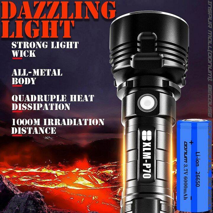 ODNUM NEW outdoor glare flashlight Quad-core P70LED wick 1500M ...