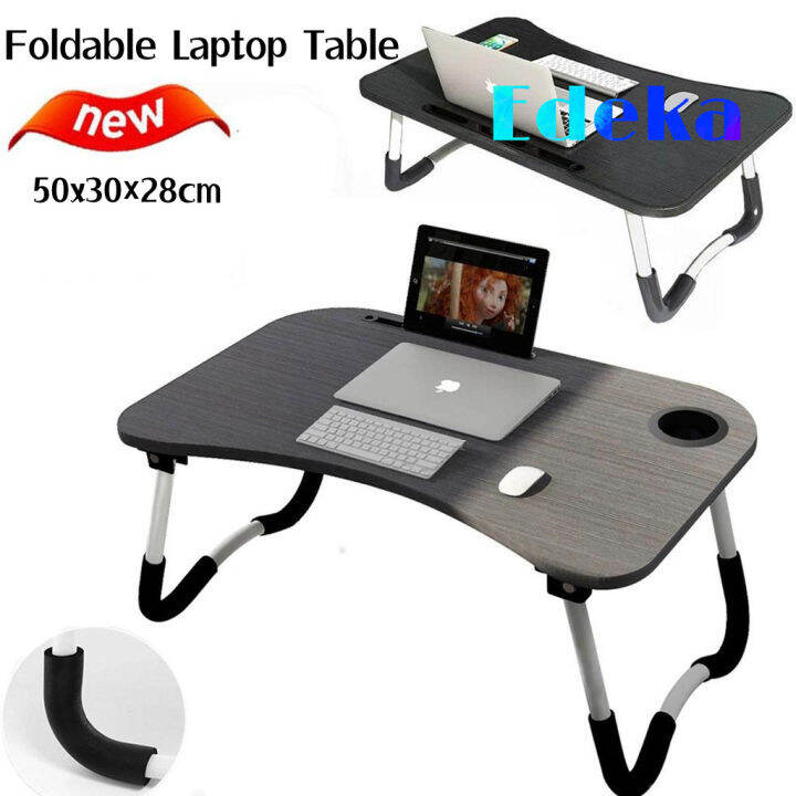 Mini Portable Foldable Laptop Wooden Table, Study Desk Lazy Bed Desk ...