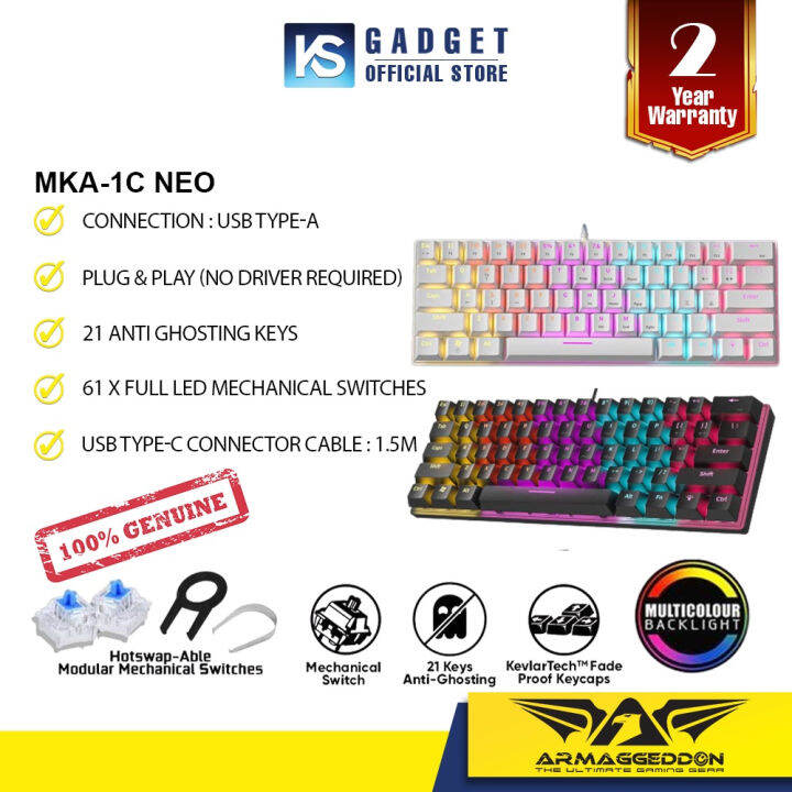 Armaggeddon MKA 1C Neo LED Backlight Mechanical Gaming Keyboard | 61 ...