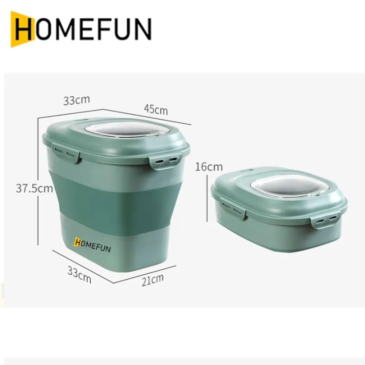 Folding rice bucket 25kg grain storage barrel insect proof and moisture ...