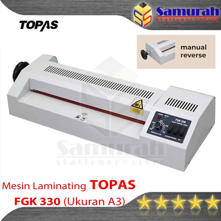 Mesin Laminating Topaz FGK 330 dingin dan panas / Laminator Hot & Cold Ukuran A3 lebar Max 330 ...