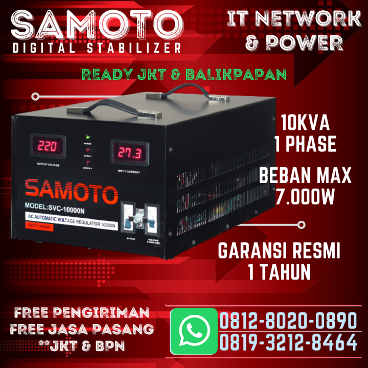 STABILIZER SAMOTO 10KVA SINGLE PHASE - STAVOLT 10.000VA 1 PHASE ...