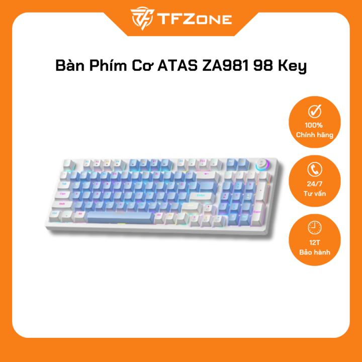 Bàn phím cơ ATAS ZA981 98 Key - Có Hotswap - Blue switch - Có nút điều ...